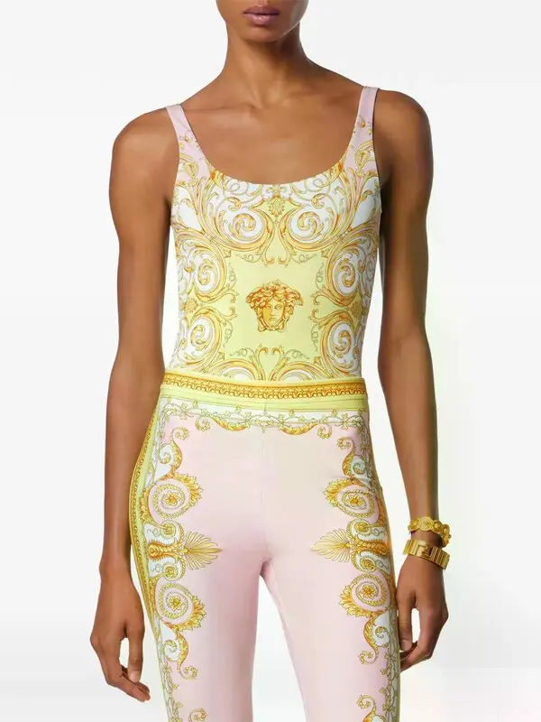 Versace Spring Barocco-print One-piece Swimsuit - Pink