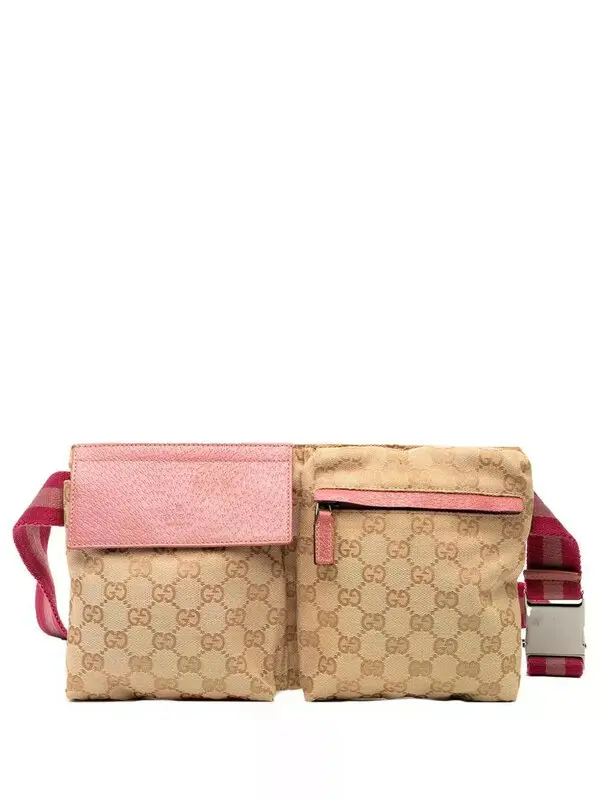 Gucci Gg Canvas Web Double Pocket Belt Bag