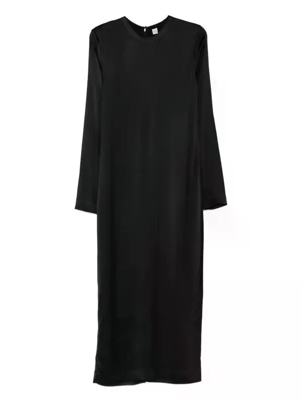 TOTEME Satin Maxi Dress With Long Sleeves And Rear Zip Fastening - Black