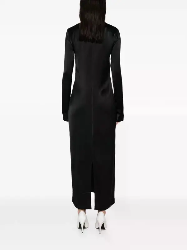 TOTEME Satin Maxi Dress With Long Sleeves And Rear Zip Fastening - Black