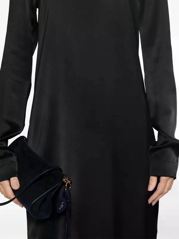 TOTEME Satin Maxi Dress With Long Sleeves And Rear Zip Fastening - Black