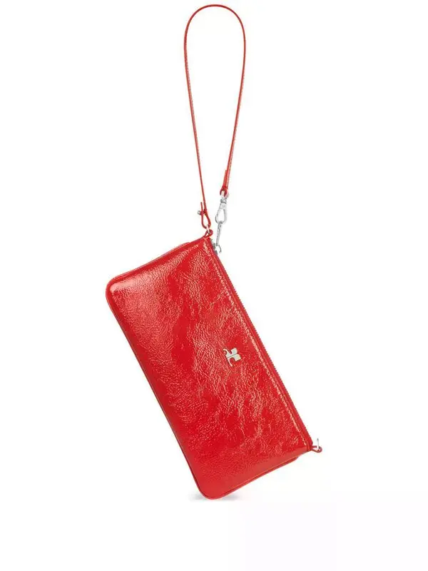 COURREGES Logo-plaque Zipped Pouch - Red