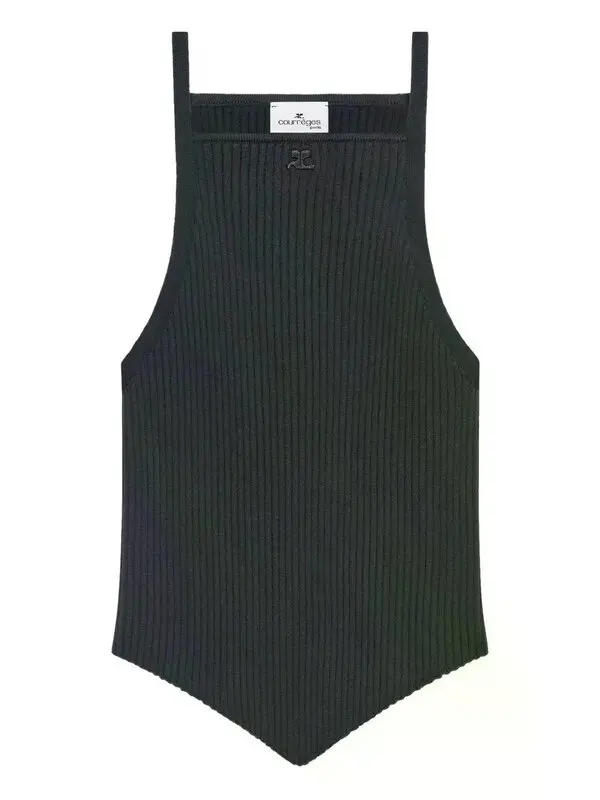 COURREGES Pointy-hem Ribbed Tank Top - Grey