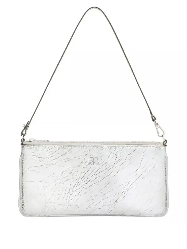 COURREGES Zipped Leather Shoulder Bag - Silver