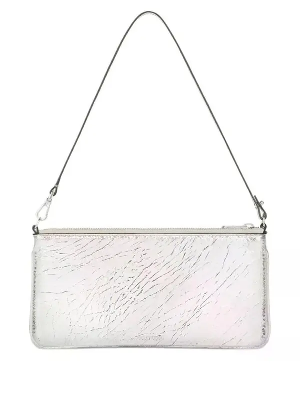 COURREGES Zipped Leather Shoulder Bag - Silver