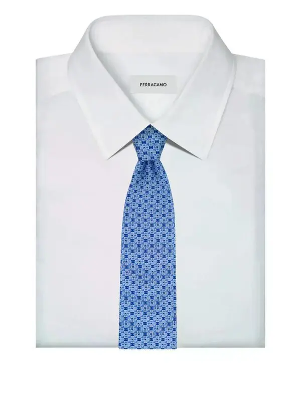 FERRAGAMO Square Logo-print Silk Tie