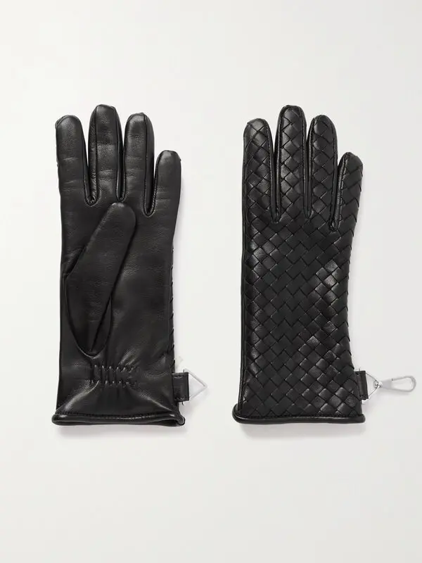 Bottega Veneta Intrecciato Leather Gloves - Black
