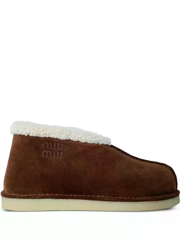 Miu Miu Logo-patch Shearling-trim Boots