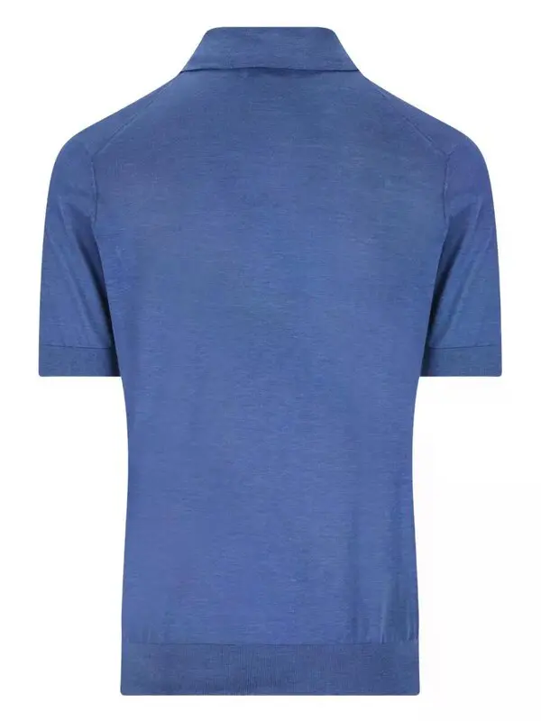 Brunello Cucinelli Ribbed-hem Buttoned Polo Shirt - Blue