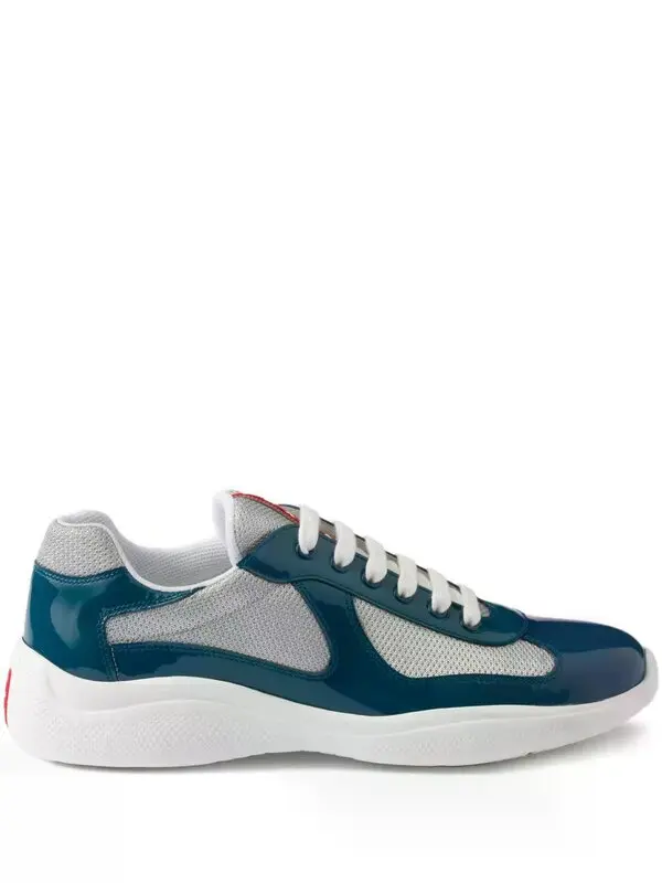Prada America's Cup Sneakers In Patent Leather And Technical Fabric - Blue