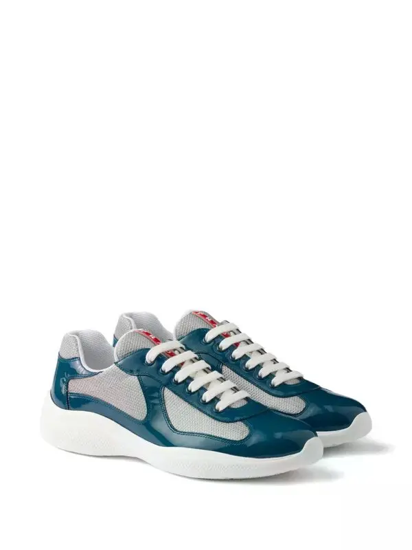 Prada America's Cup Sneakers In Patent Leather And Technical Fabric - Blue