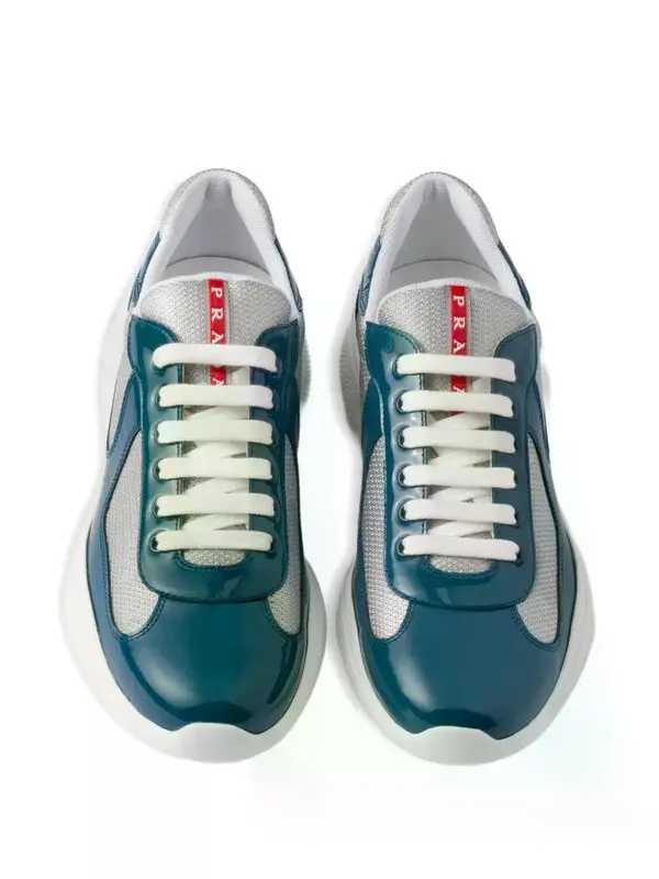 Prada America's Cup Sneakers In Patent Leather And Technical Fabric - Blue