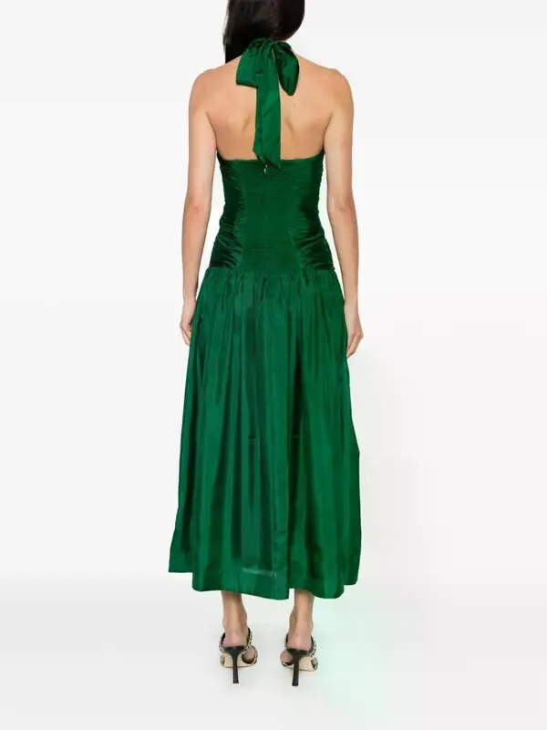 Zimmermann Halter Ruched Midi Dress - Green