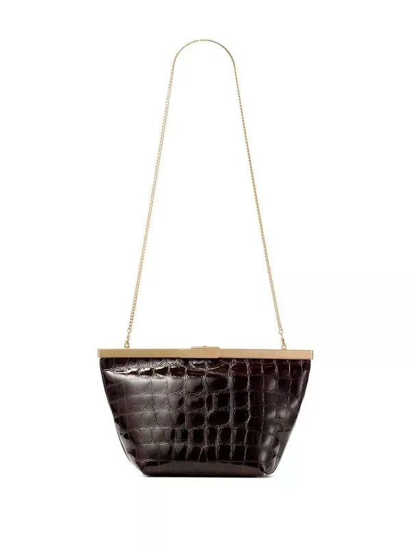 JIMMY CHOO Crocodile-effect Chain Clutch Bag - Brown