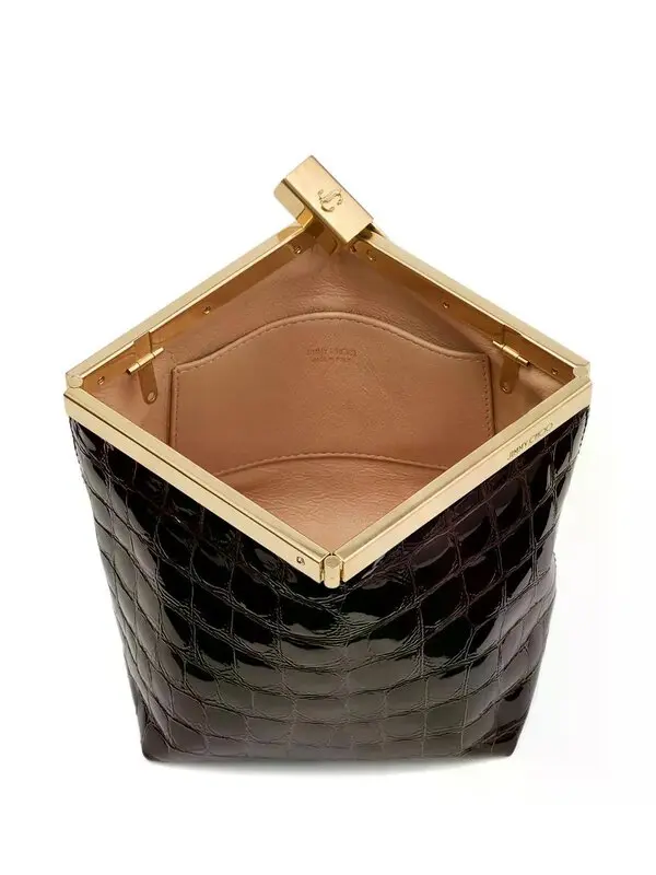 JIMMY CHOO Crocodile-effect Chain Clutch Bag - Brown