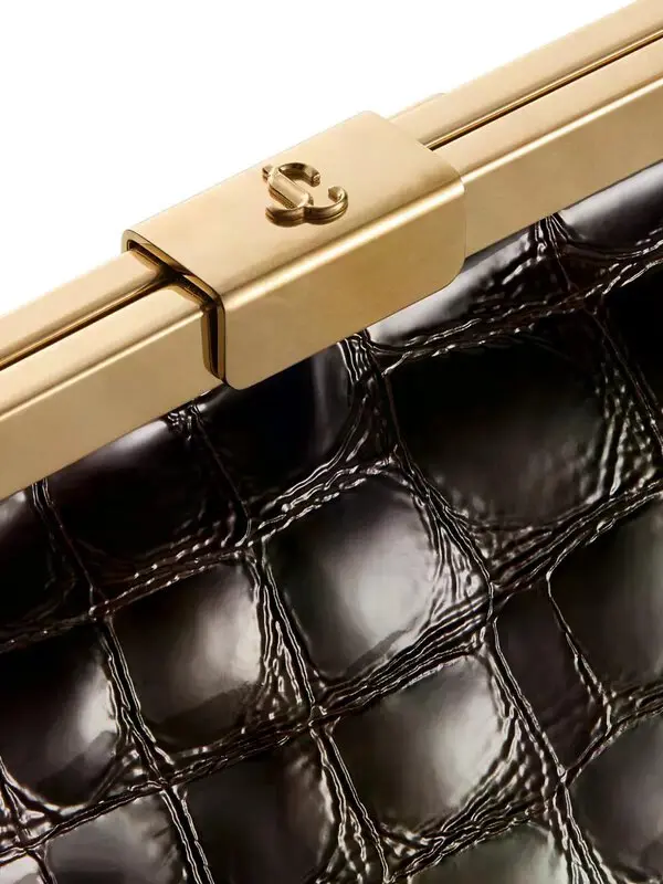 JIMMY CHOO Crocodile-effect Chain Clutch Bag - Brown