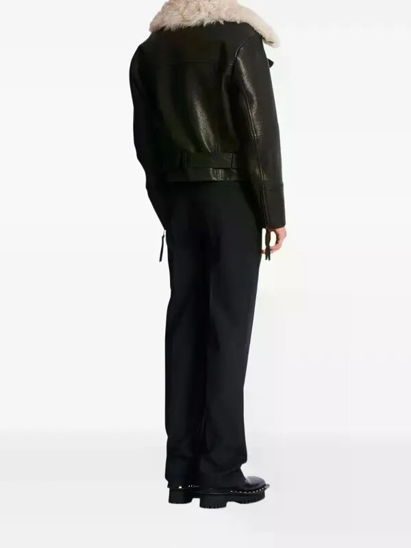 Balmain Shearling-collar Leather Jacket
