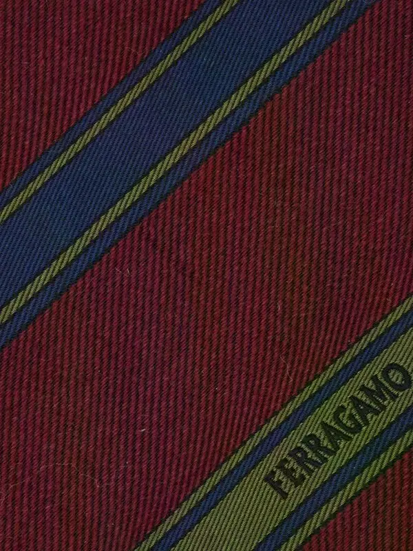 FERRAGAMO Jacquard-logo Striped-pattern Tie