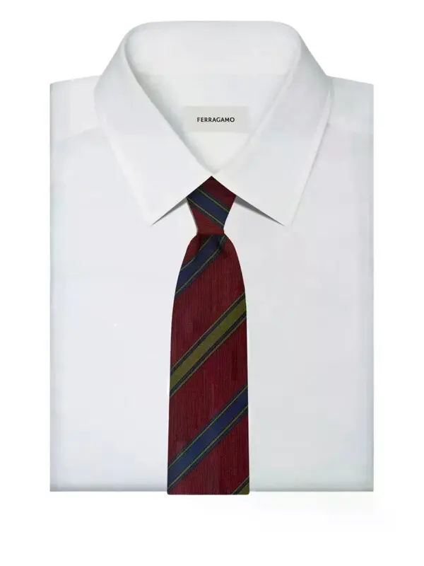 FERRAGAMO Jacquard-logo Striped-pattern Tie