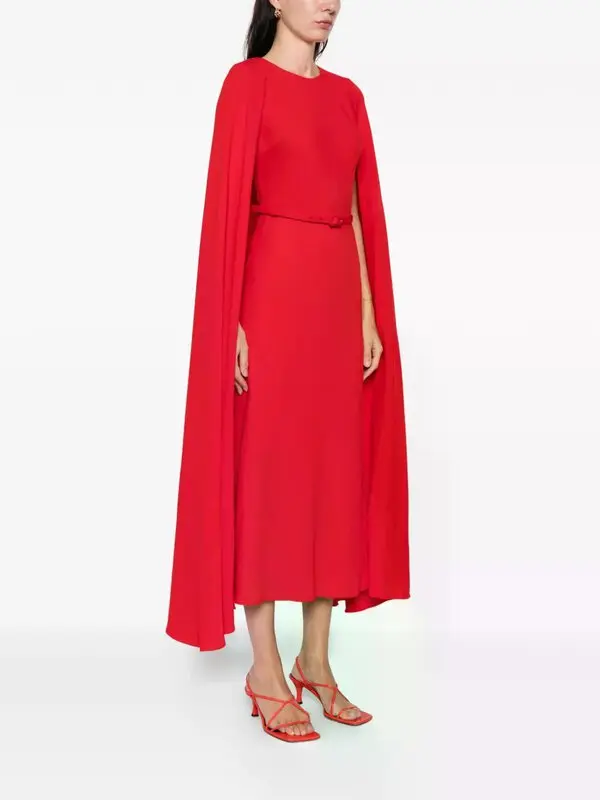 Roland Mouret Belted Cape Maxi Dress