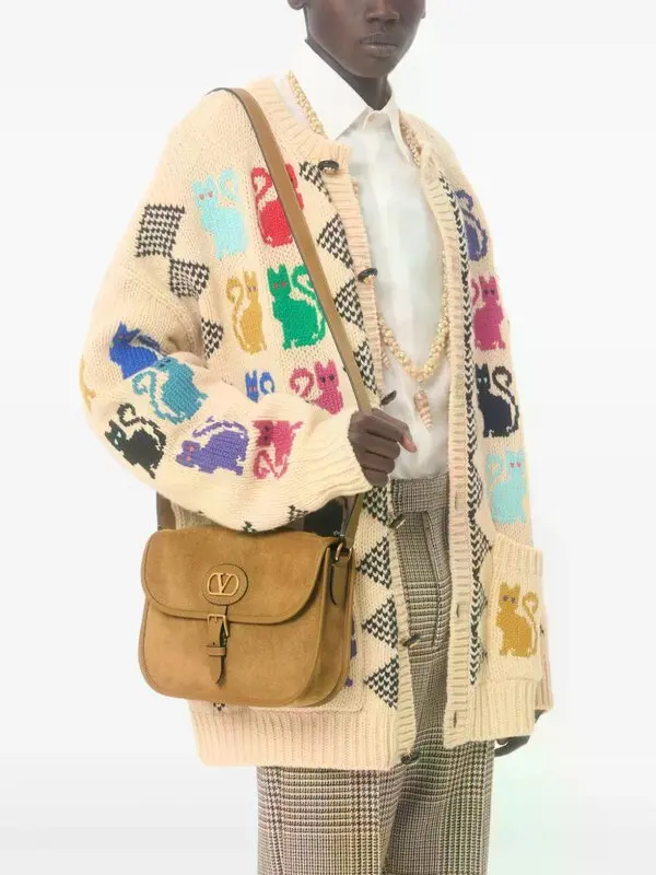 Valentino Garavani Antibes Suede Buckle Crossbody Bag