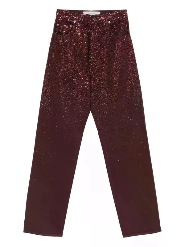 GOLDEN GOOSE Crystal-embellished Straight-leg Jeans - Red