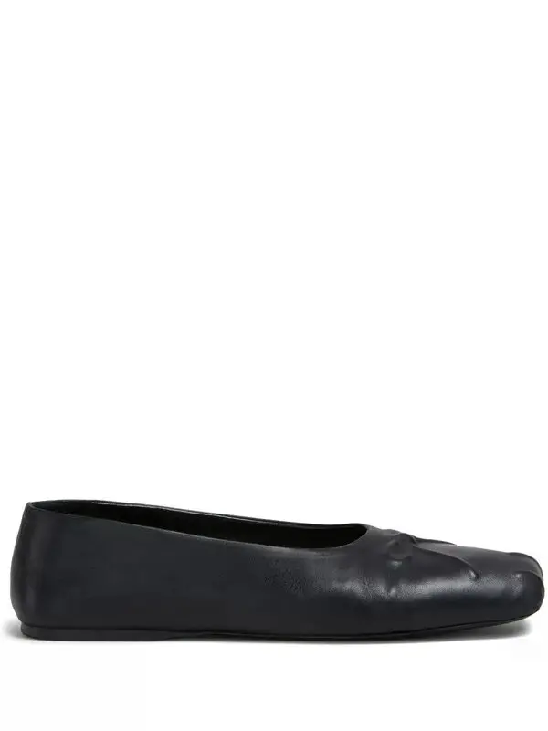 Marni Bow-embossed Leather Ballerina Shoes