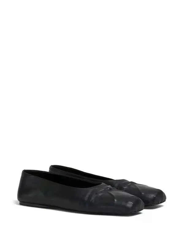Marni Bow-embossed Leather Ballerina Shoes