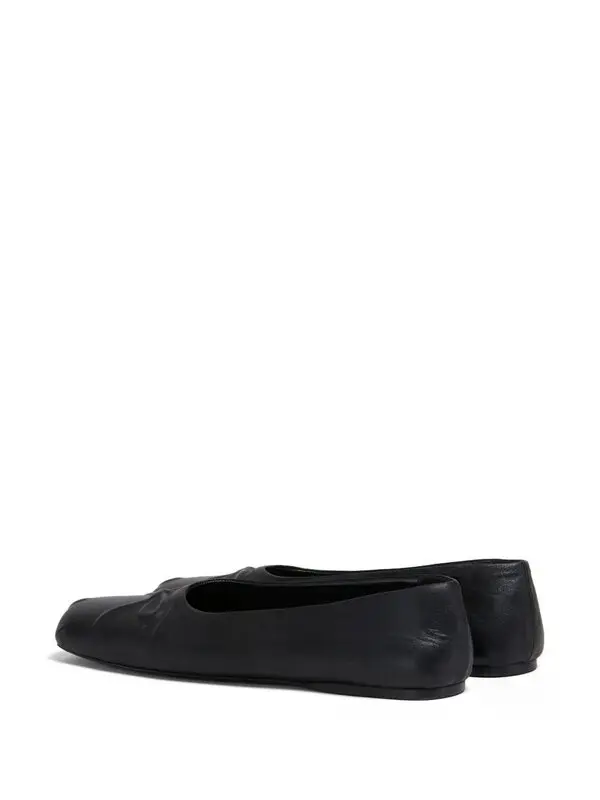 Marni Bow-embossed Leather Ballerina Shoes