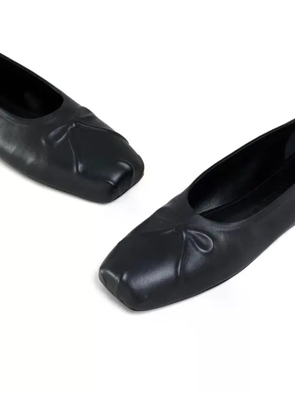 Marni Bow-embossed Leather Ballerina Shoes