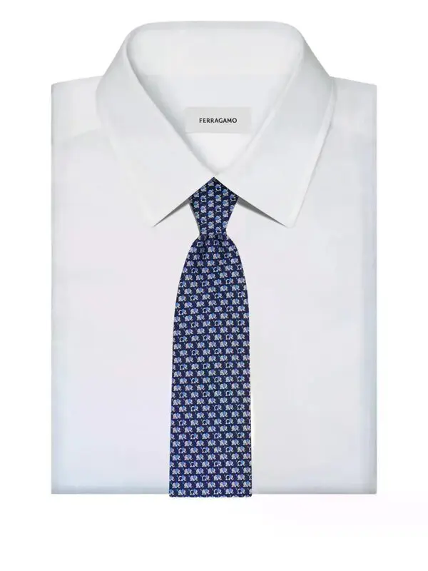 FERRAGAMO Silk Elephant Print Neck Tie