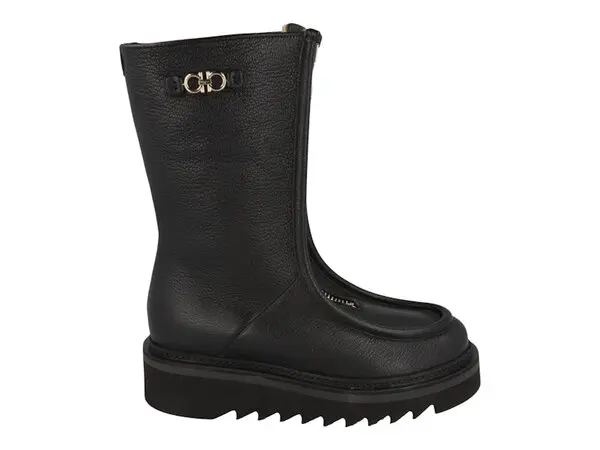 FERRAGAMO Eurialo F Leather Boots - Black