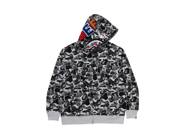 A BATHING APE X Def Jam Camo Shark Relaxed Fit Full Zip Hoodie - Black