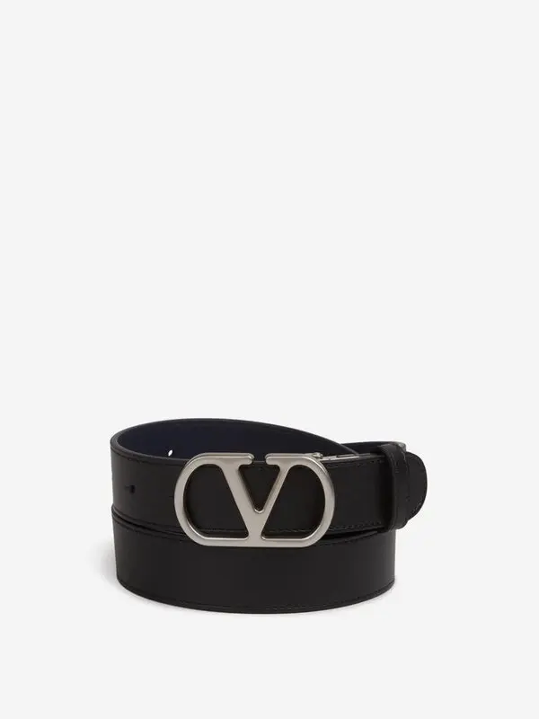 Valentino Garavani Vlogo Leather Belt - Black