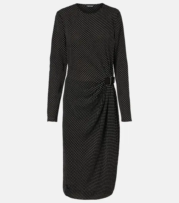 TOM FORD Polka-dot Silk Midi Dress - Black