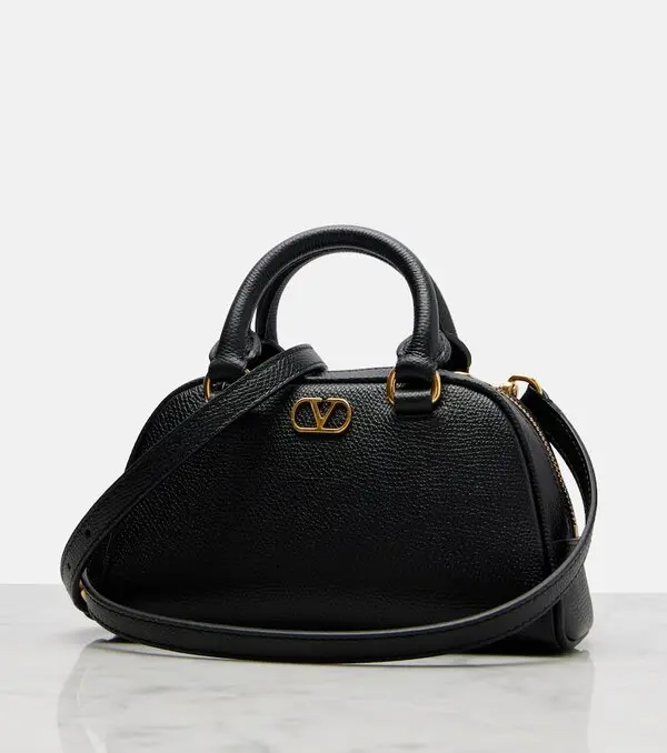 Valentino Garavani Vlogo Leather Tote - Black