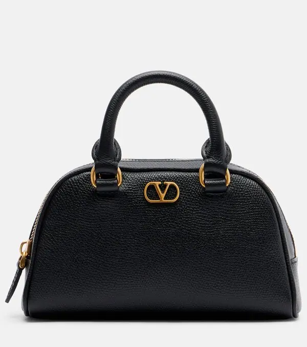 Valentino Garavani Vlogo Leather Tote - Black
