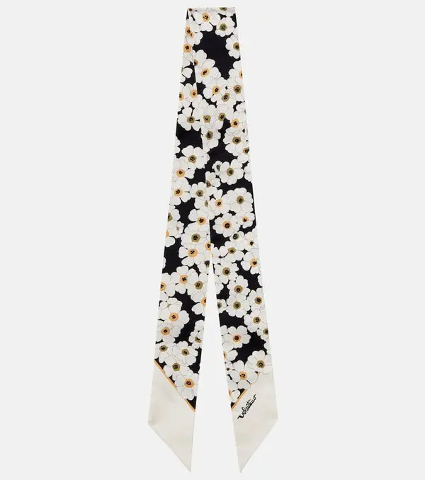 Valentino Garavani Floral Printed Silk Scarf - Black