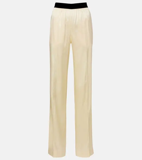 TOM FORD High-rise Silk-blend Satin Straight Pants - Yellow