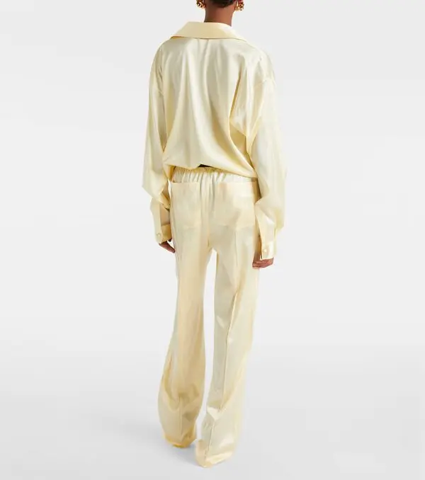 TOM FORD High-rise Silk-blend Satin Straight Pants - Yellow
