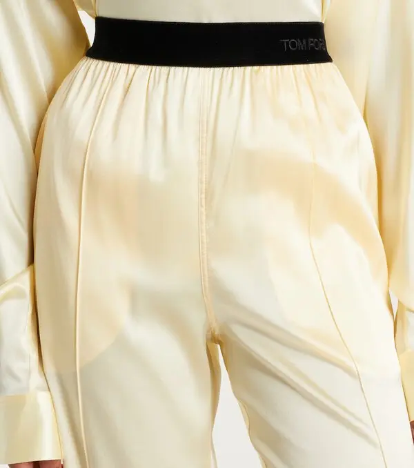 TOM FORD High-rise Silk-blend Satin Straight Pants - Yellow