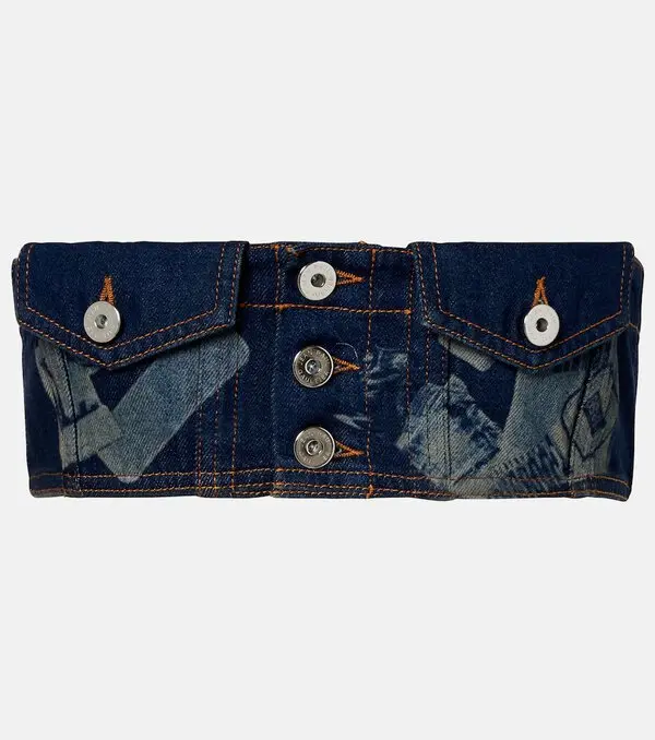 JEAN PAUL GAULTIER Trompe-l'œil Denim Bandeau Top - Blue