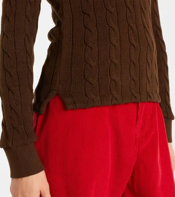 Polo Ralph Lauren Cable-knit Cotton Polo Sweater - Brown