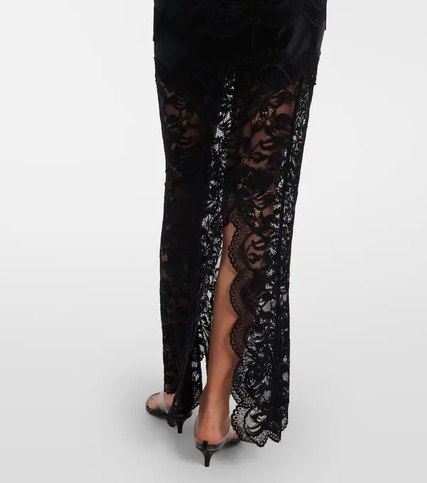 Rabanne Lace-trimmed Jersey Maxi Dress - Black