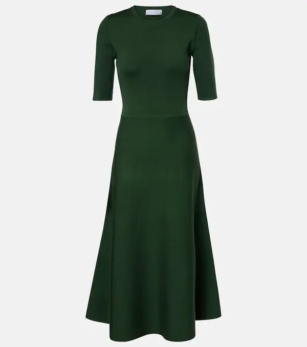 Gabriela Hearst Seymore Wool, Cashmere, And Silk Midi Dress - Green