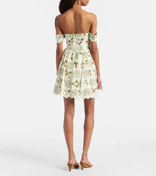 Agua Bendita Poesia Off-shoulder Linen Minidress