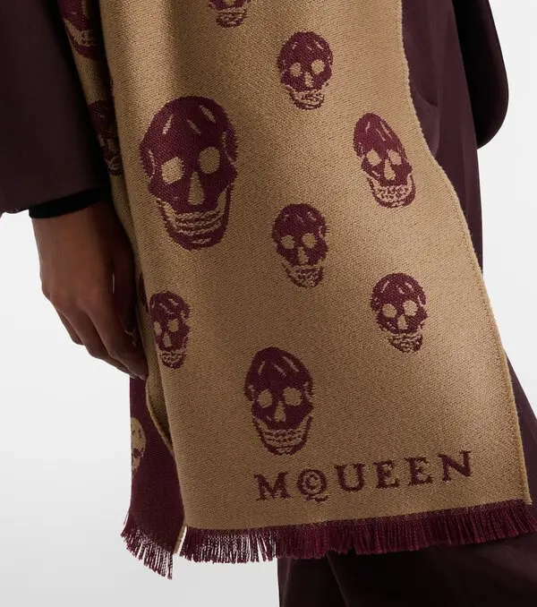 Alexander McQueen Skull Wool Jacquard Scarf