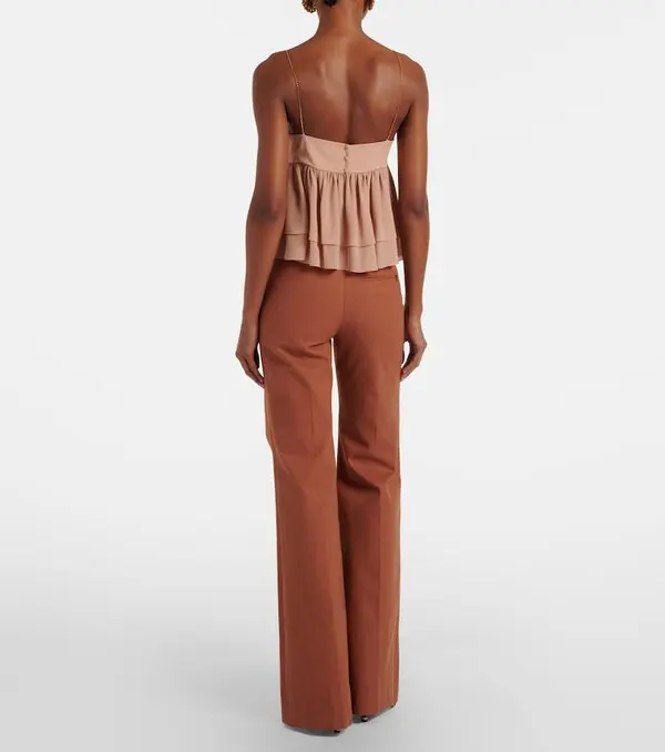 Chloé High-rise Flared Cotton Canvas Pants - Brown