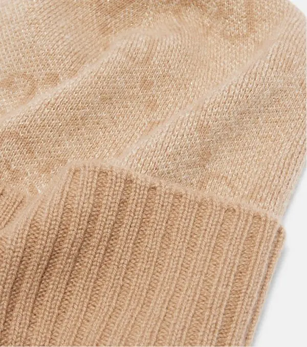 Gucci Gg Cashmere-blend Lamé Beanie - Beige