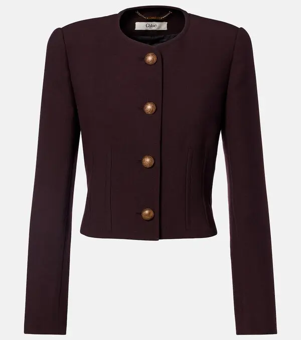 Chloé Cropped Virgin Wool Crêpe Jacket